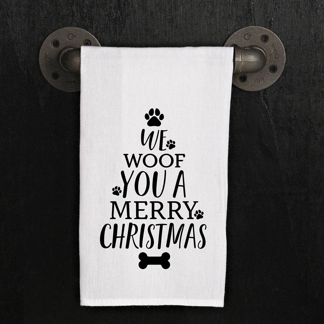 We Woof You A Merry Christmas (Tree) Kitchen Towel – Periwinkle Rose