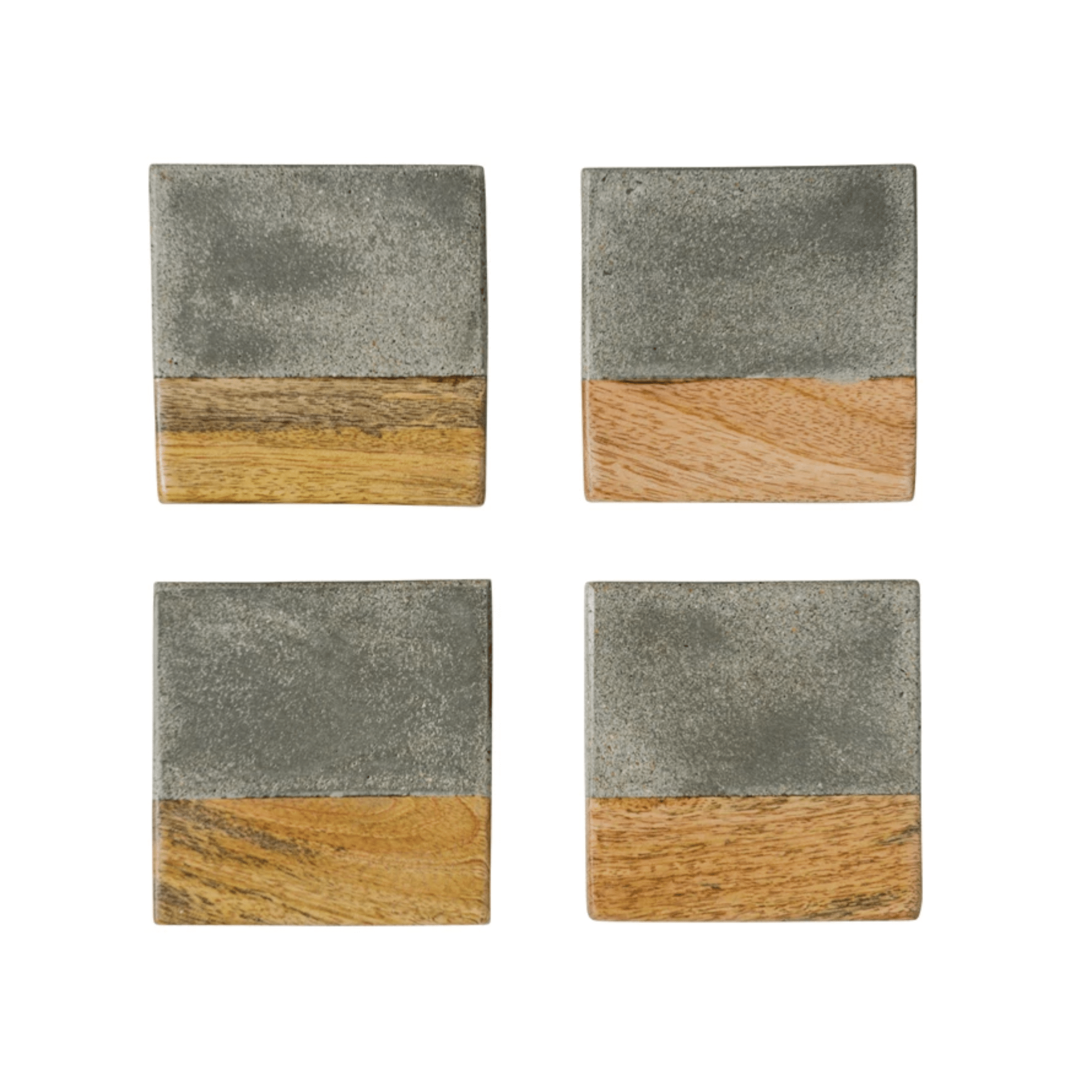 Wood & Cement Coasters (Set of 4) – Periwinkle Rose